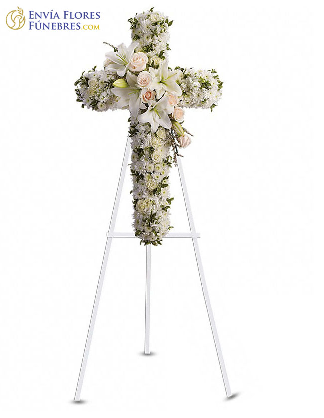 cruz funebre con rosas para funeral para difuntos Lima Perú